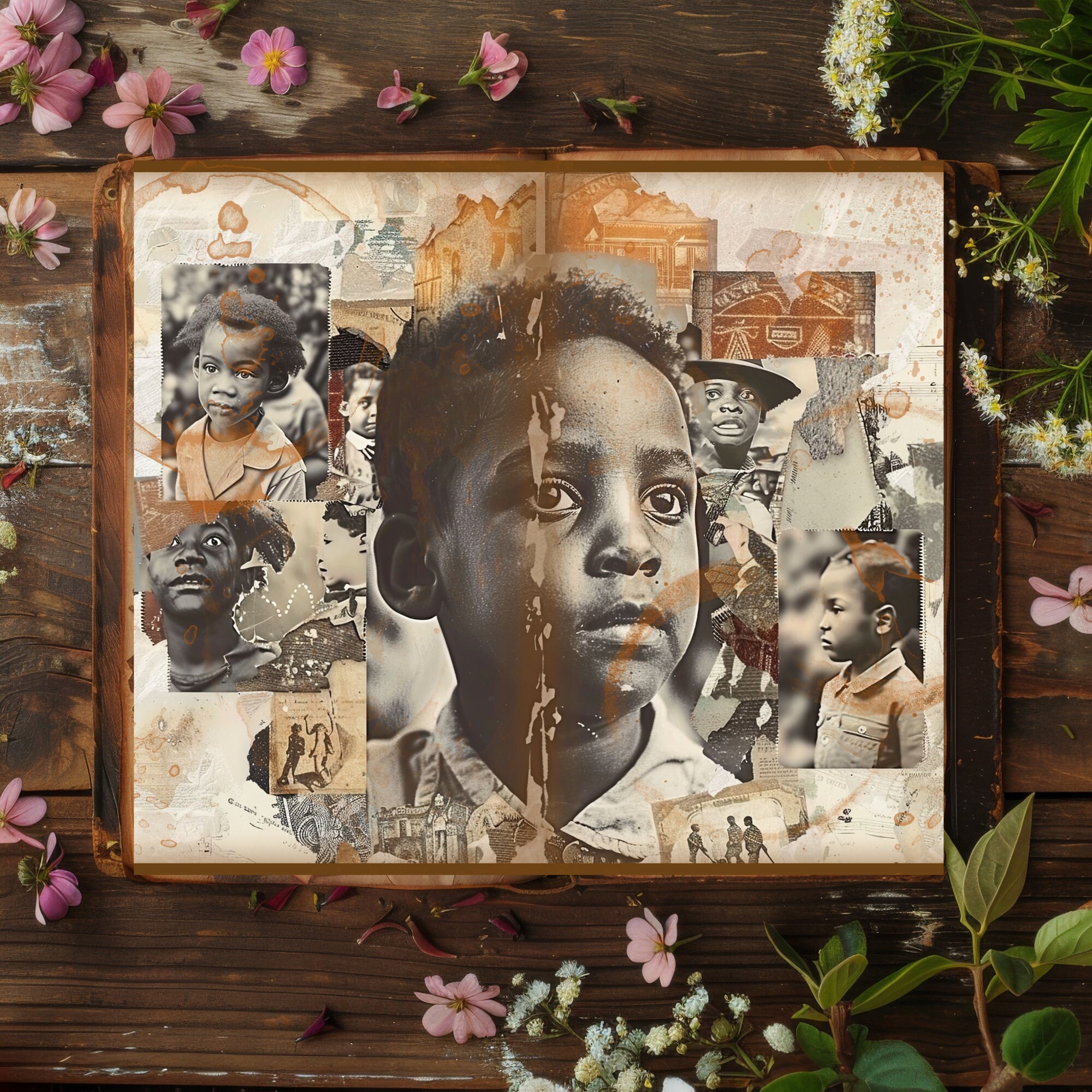 African American Collage Junk Journal Pages, Digital Scrapbook Paper ...
