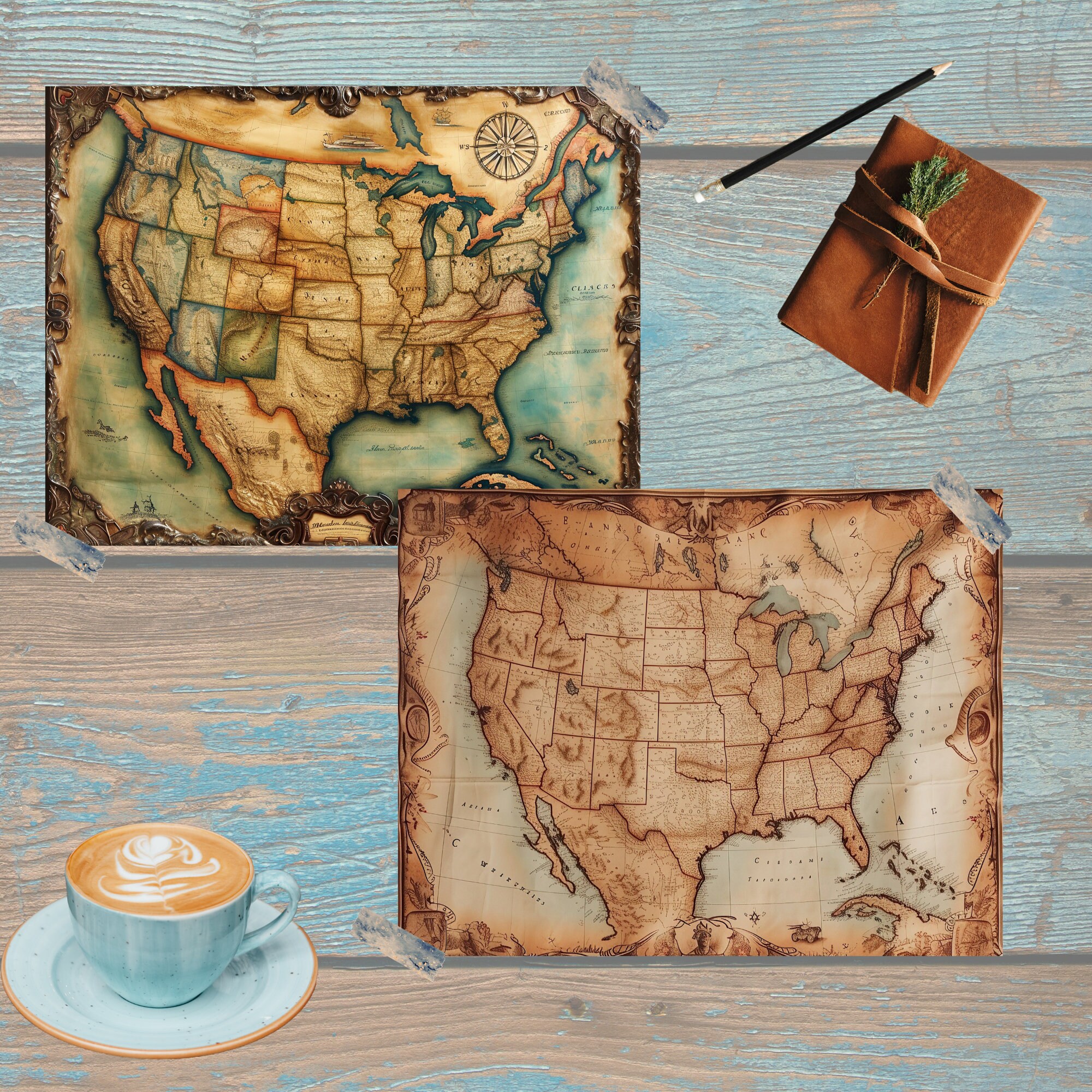 Junk Journal Printable, Vintage Old Maps Vintage Journal Papers, Old ...