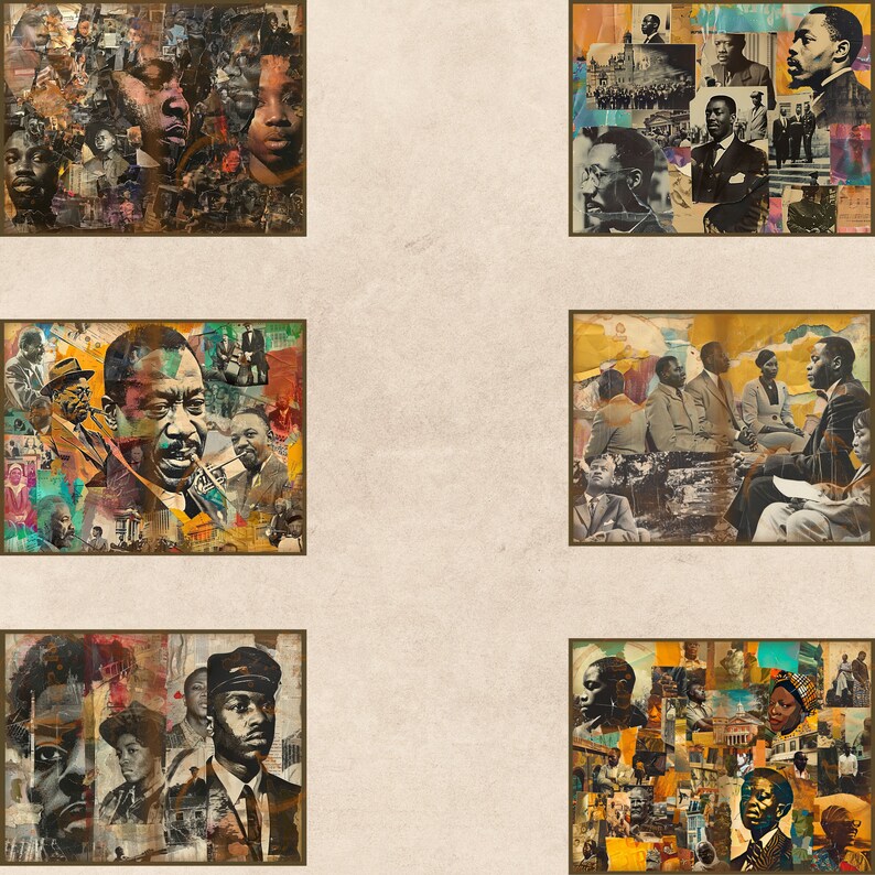 Retro African American Collage Junk Journal Pages, Digital Scrapbook ...