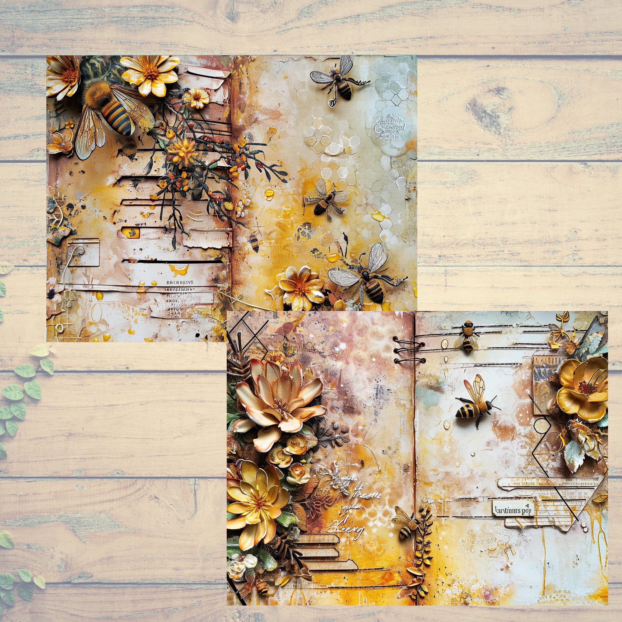 Junk Journal Printable, Bee Junk Journal, Journal Papers, Honey Bees ...
