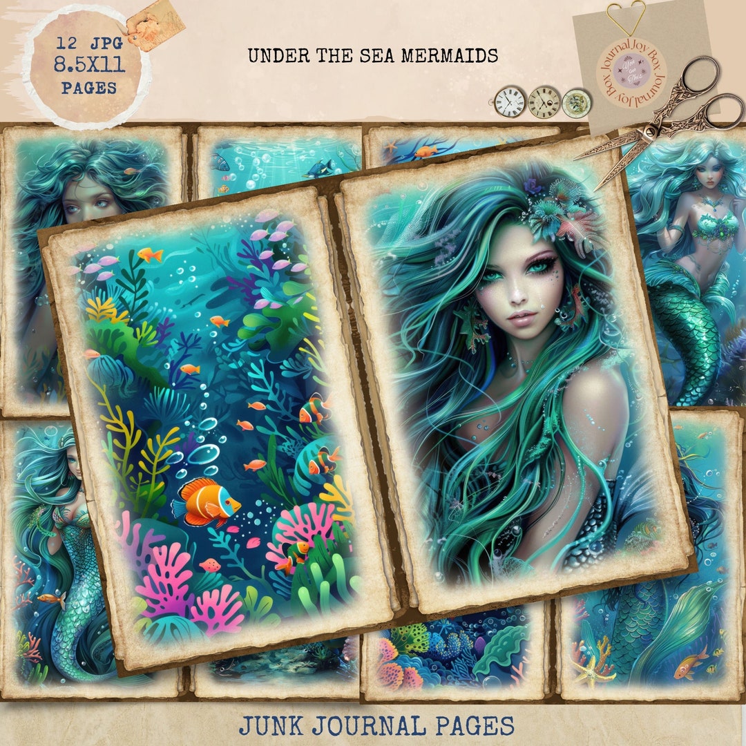 Junk Journal Printable, Mermaid Junk Journal, Fantasy Journal Papers ...