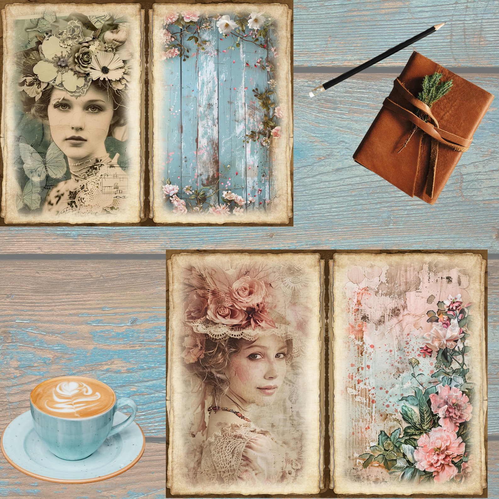 Junk Journal Printable, Victorian Ladies Journal Papers, Victorian Junk ...