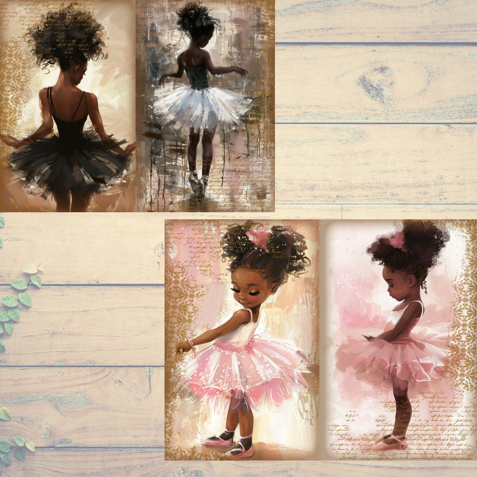 Little African American Ballerina Junk Journal Pages, Digital Scrapbook ...