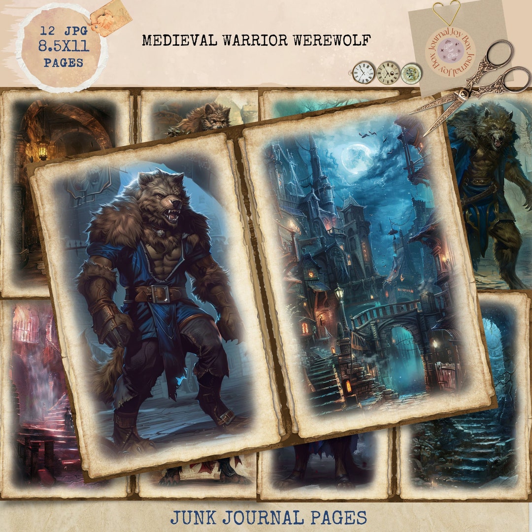 Junk Journal Printable, Medieval Journal Papers, Werewolf Junk Journal ...
