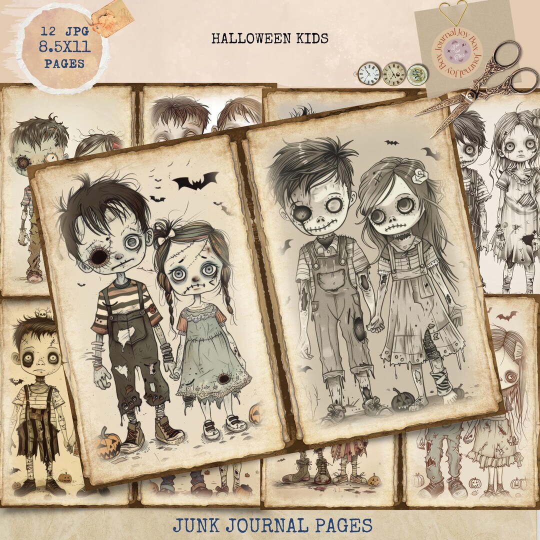 Junk Journal Printable, Zombie Kids Journal, Halloween Kids Journal ...