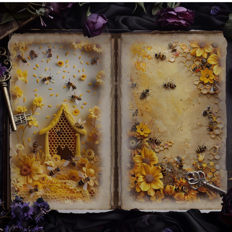Junk Journal Printable, Yellow Honeybee Journal, Honeybees Journal ...