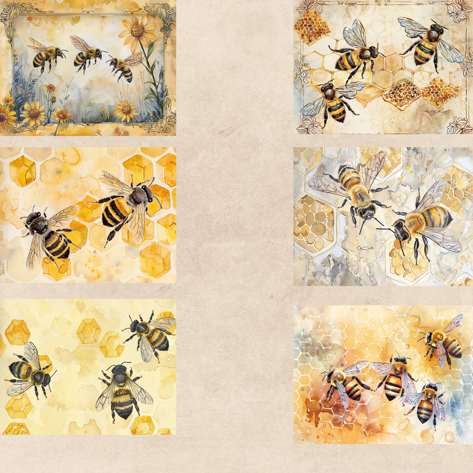 Junk Journal Printable, Honeybee Journal, Honeybees Journal Papers ...