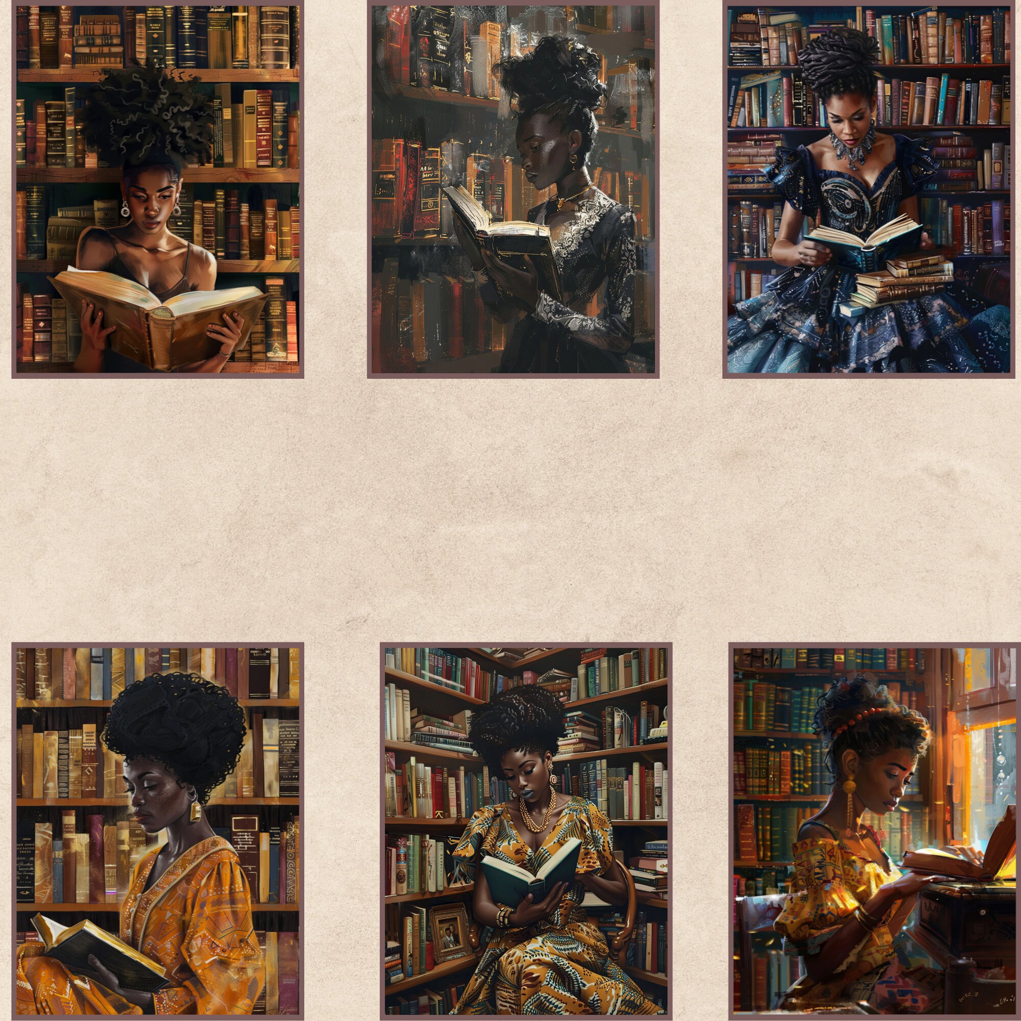 African American Library Woman Junk Journal Pages, Digital Scrapbook ...