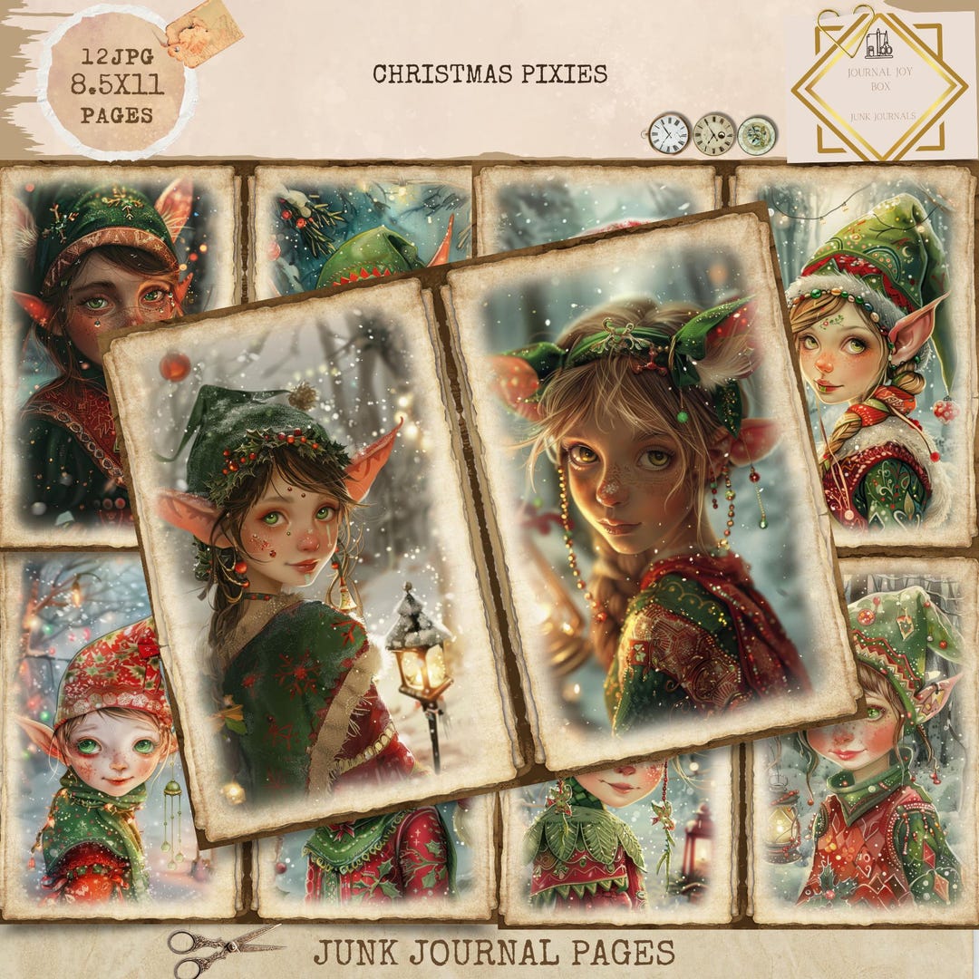 Junk Journal Printable, Christmas Elves Junk Journal, Fantasy Junk ...