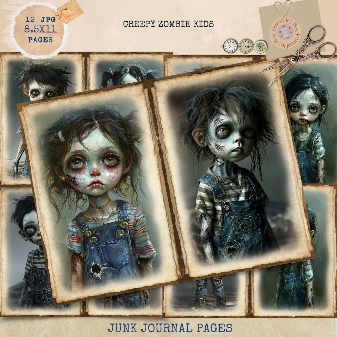Junk Journal Printable, Zombie Kids Journal, Halloween Zombies Journal ...