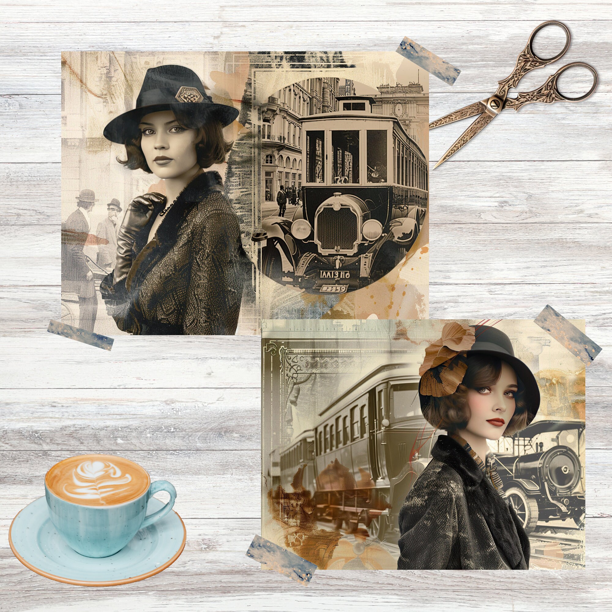 Junk Journal Printable, Victorian Girl, Vintage Journal Papers, Tram ...