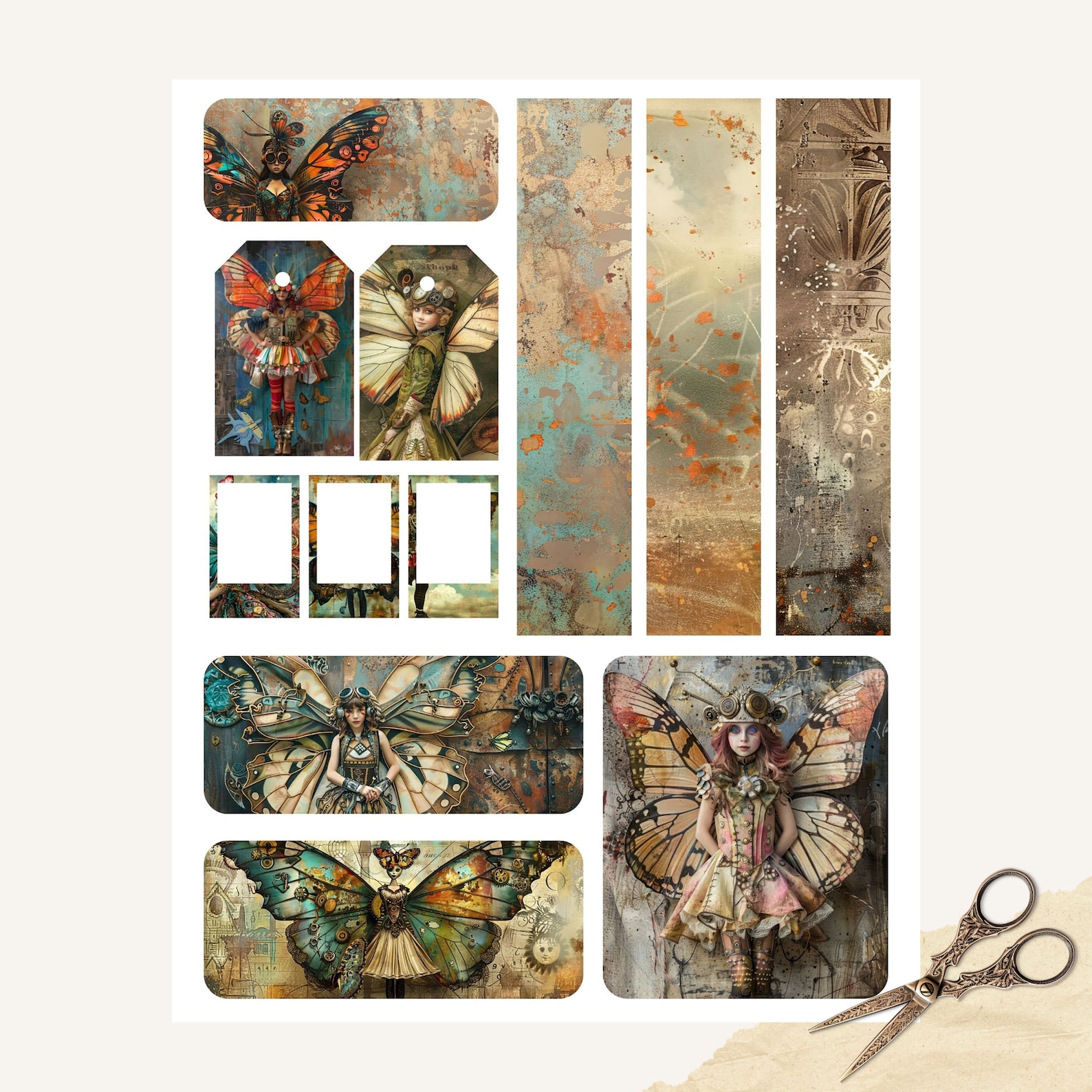 Steampunk Ephemera Cards, 38 Mini Extras Pack, Steampunk Printable ...