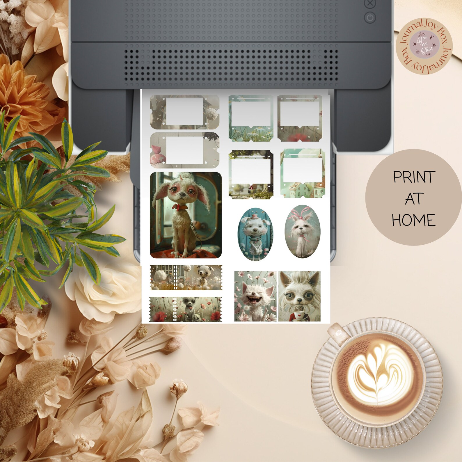 Quirky Dogs Ephemera Cards, 38 Mini Extras Pack, Dog Printable Ephemera ...