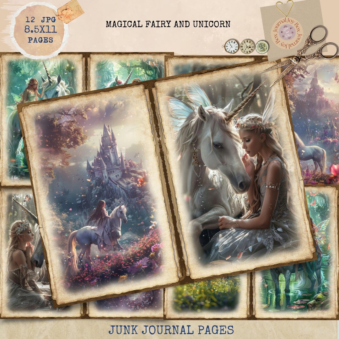 Junk Journal Printable, Magical Fairy and Unicorn Journal, Fantasy Junk ...