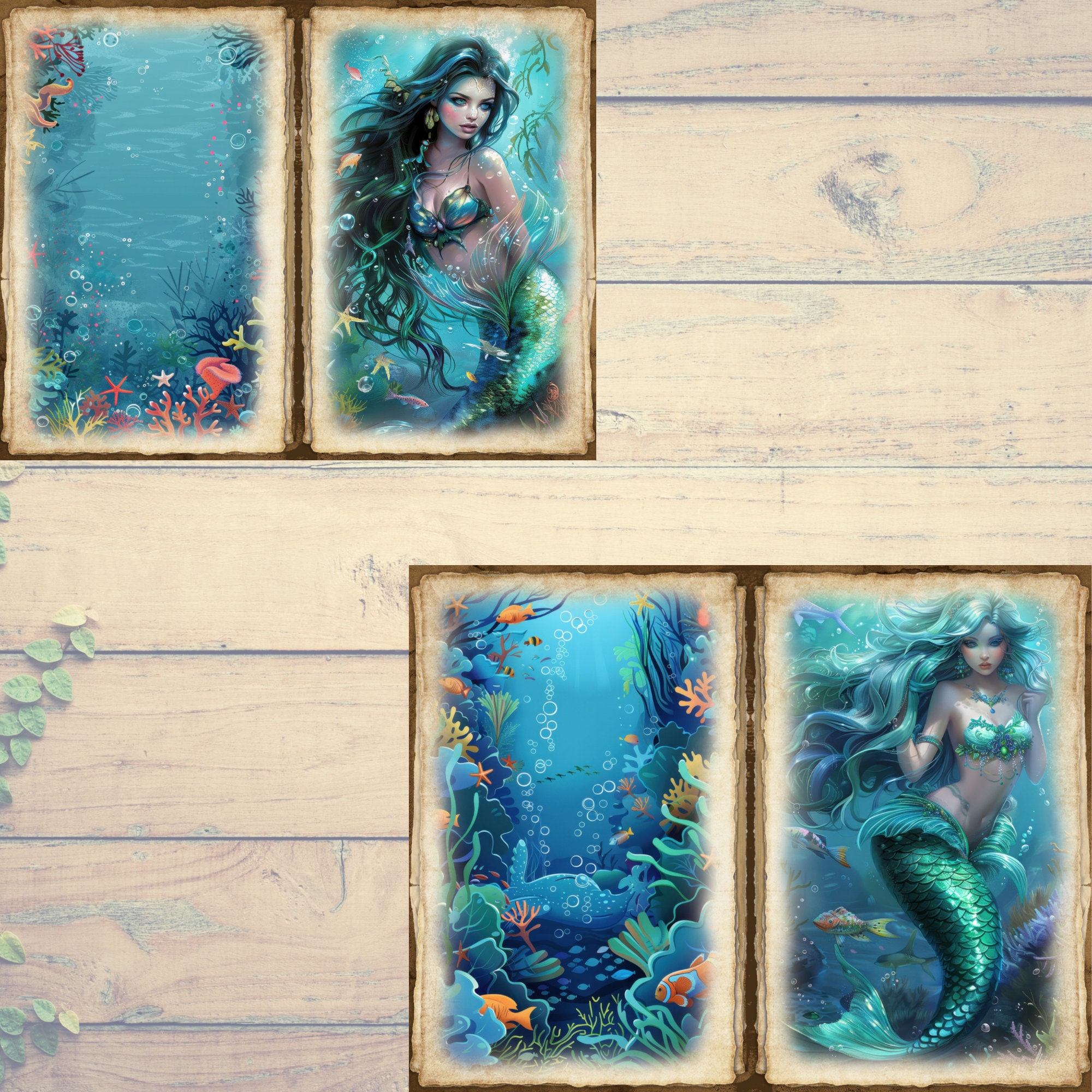 Junk Journal Printable, Mermaid Junk Journal, Fantasy Journal Papers ...
