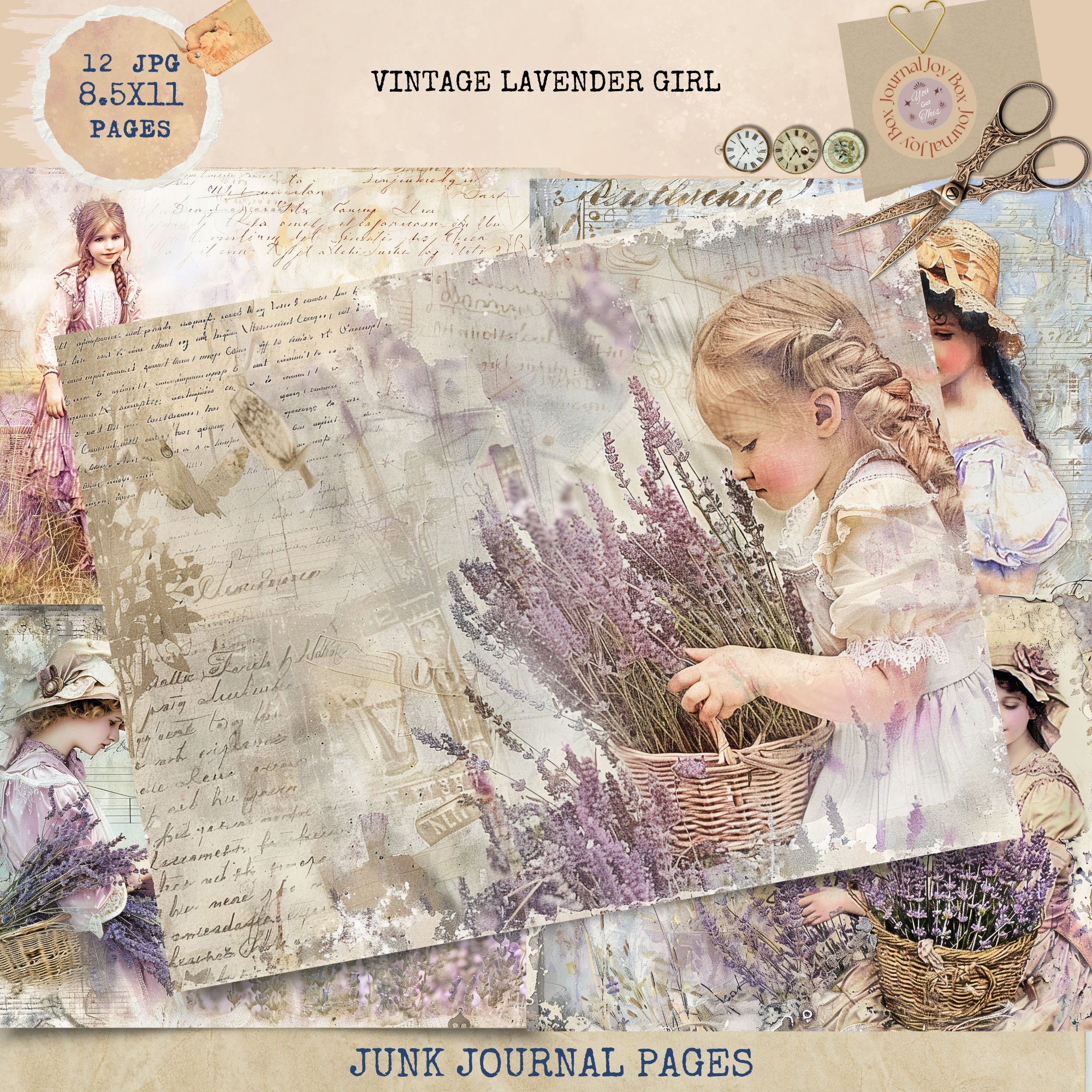 Junk Journal Printable, Vintage Lavender Girls Journal, Vintage Girls ...