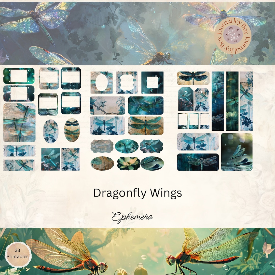 Dragonfly Wings Ephemera Cards, 38 Mini Extras Pack, Dragonfly ...