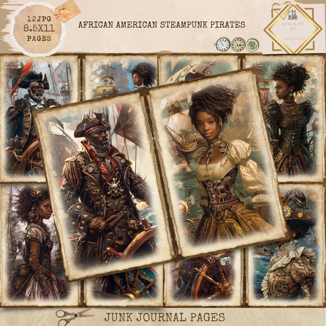 African American Pirates Junk Journal Pages, Digital Scrapbook ...