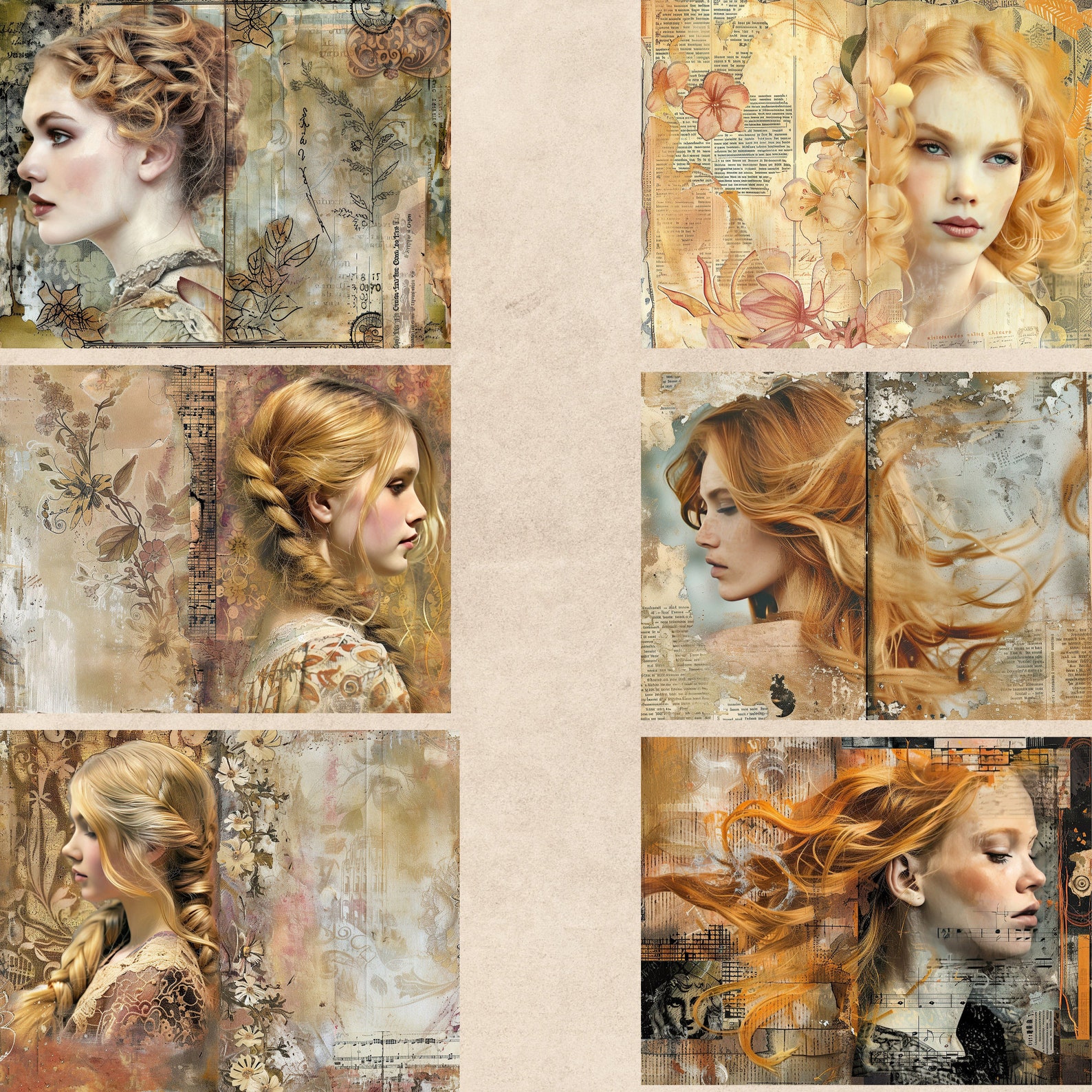 Junk Journal Printable, Ginger Muse, Vintage Journal Papers, Ginger ...