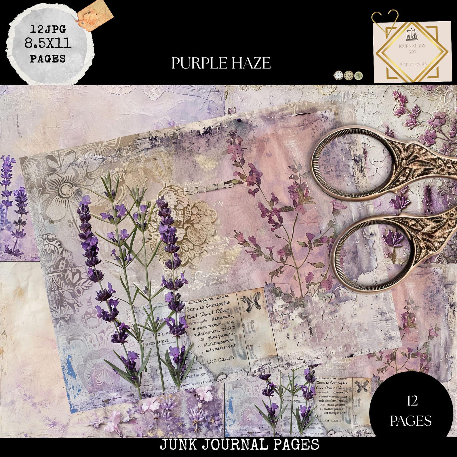 Junk Journal Printable, Purple Haze Lavender Journal, Purple Lavender ...