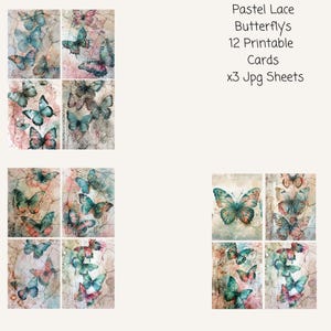 Pastel Butterfly Journal Cards, 12 Cards, Printable Ephemera, Paper ...