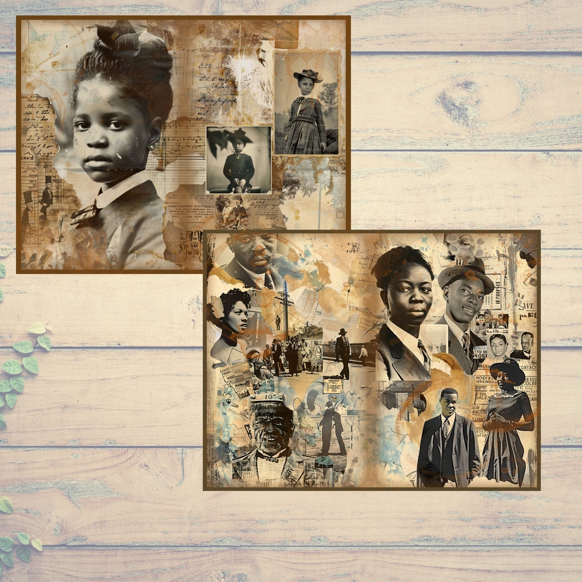 African American Collage Junk Journal Pages, Digital Scrapbook Paper ...