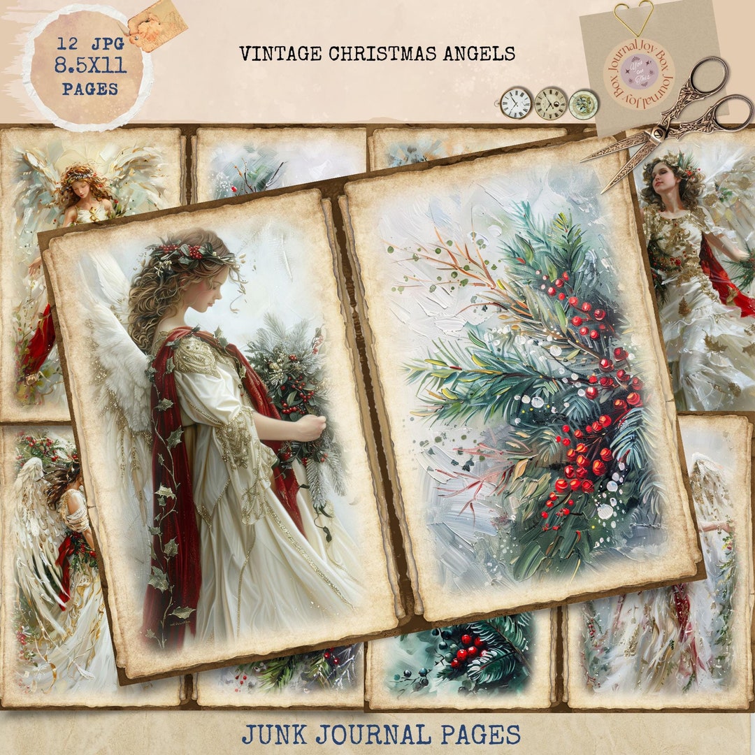 Junk Journal Printable, Vintage Christmas Angels Journal, Vintage ...