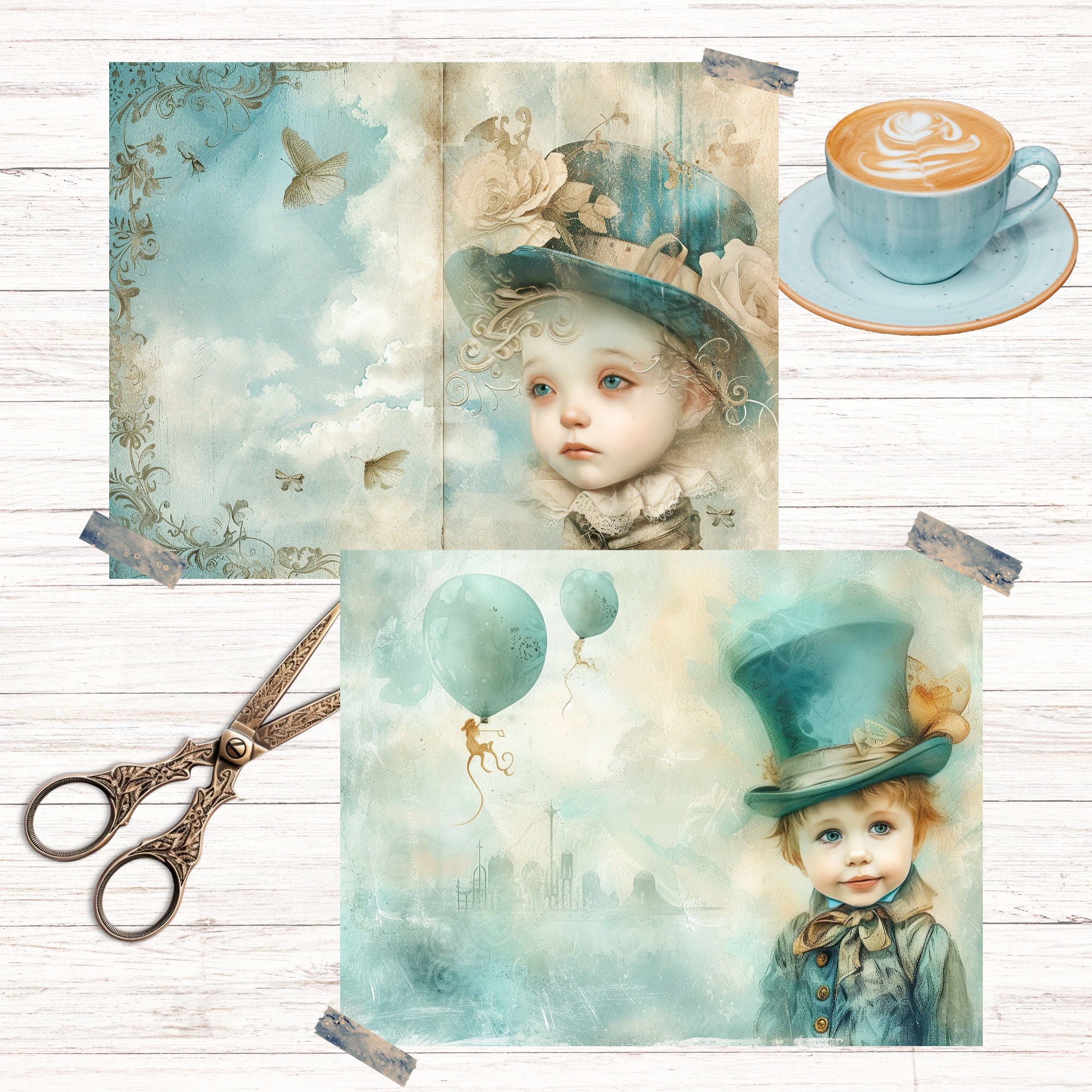 Junk Journal Printable, Victorian Boy, Vintage Journal Papers, Little ...