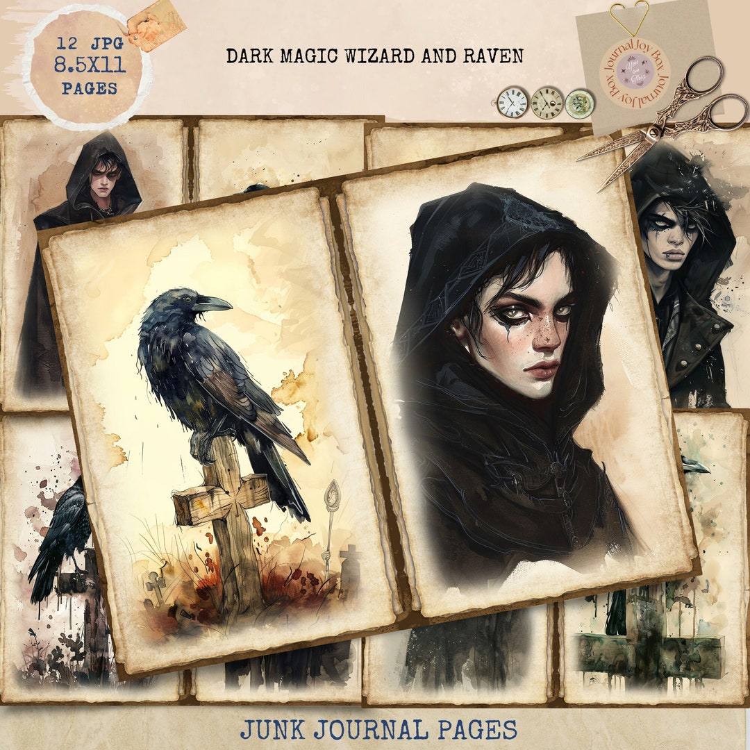 Junk Journal Printable, Dark Magic Junk Journal Papers, Book of Shadows ...