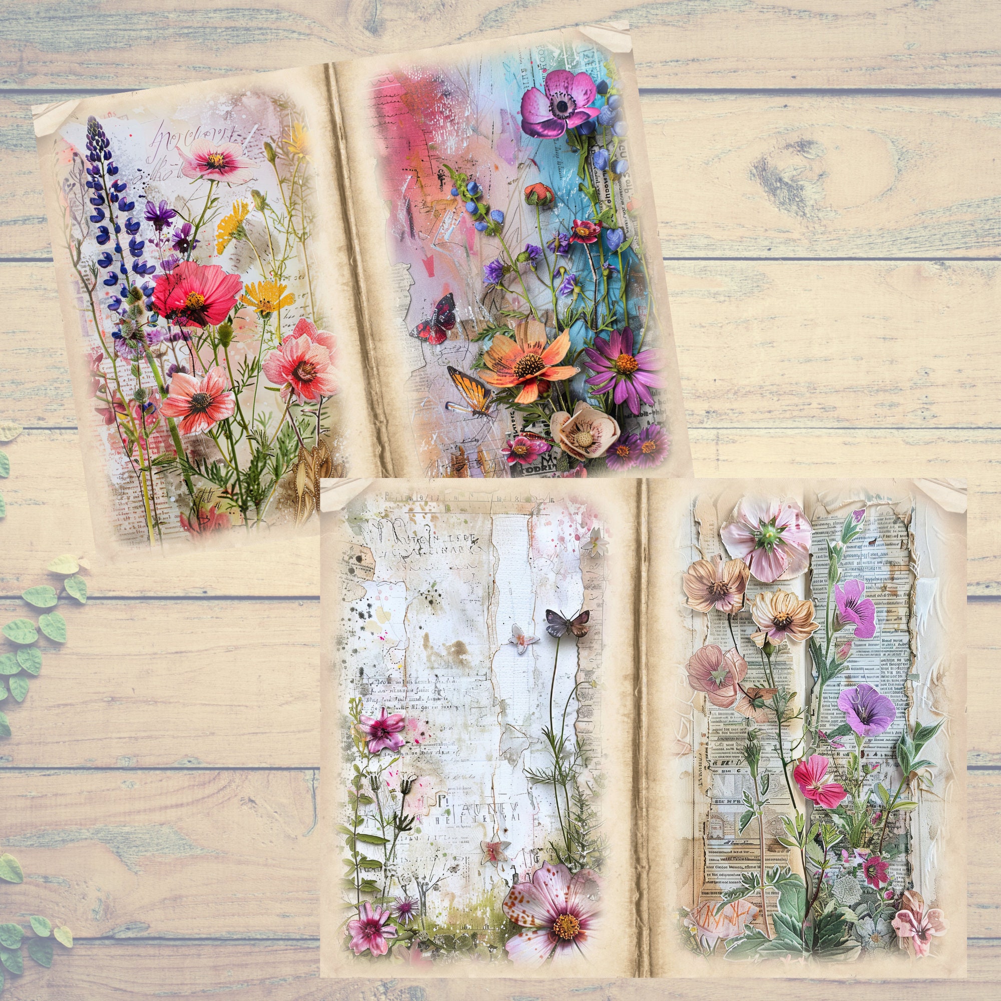 Junk Journal Printable, Wildflowers Garden Journal, Vintage Journal ...