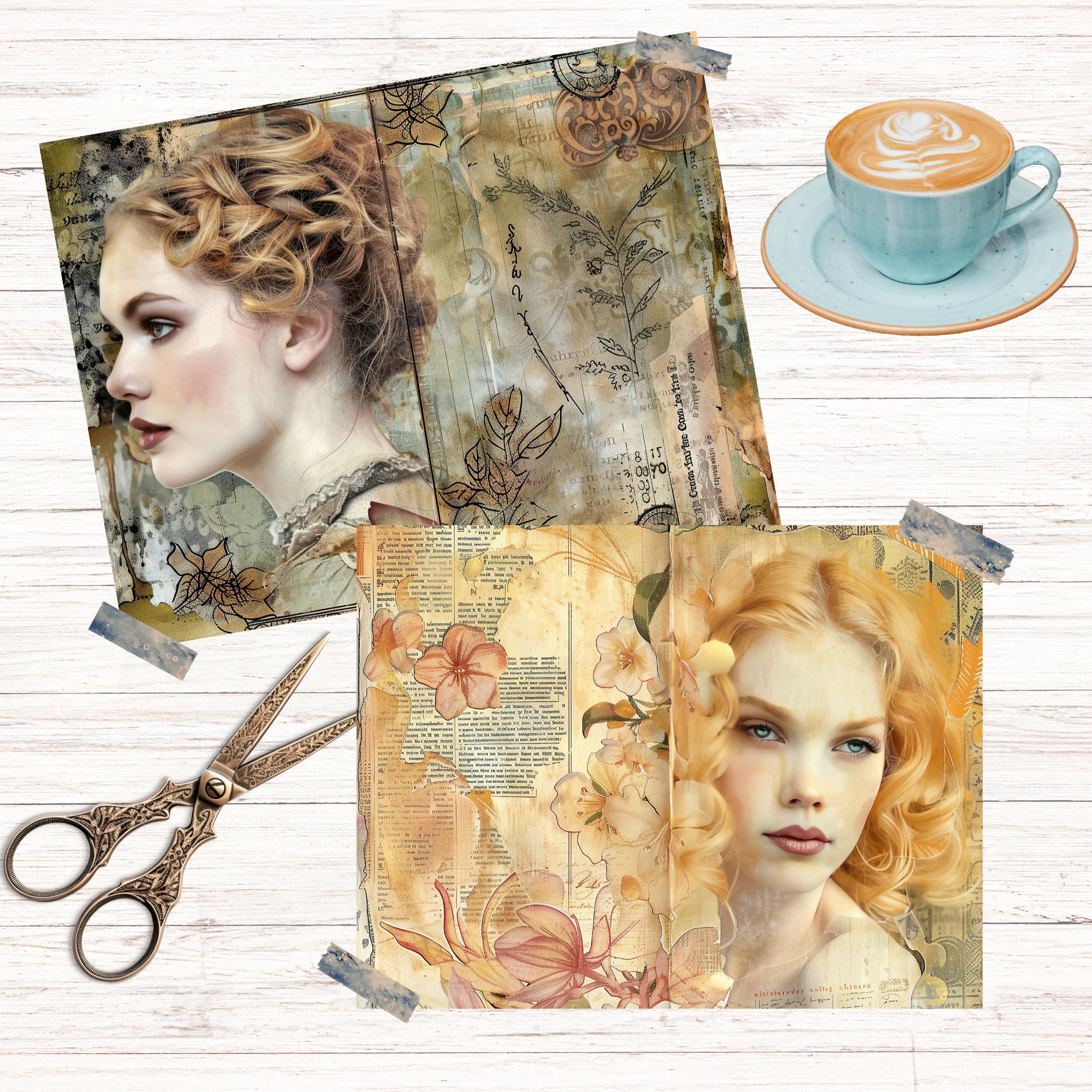 Junk Journal Printable, Ginger Muse, Vintage Journal Papers, Ginger ...