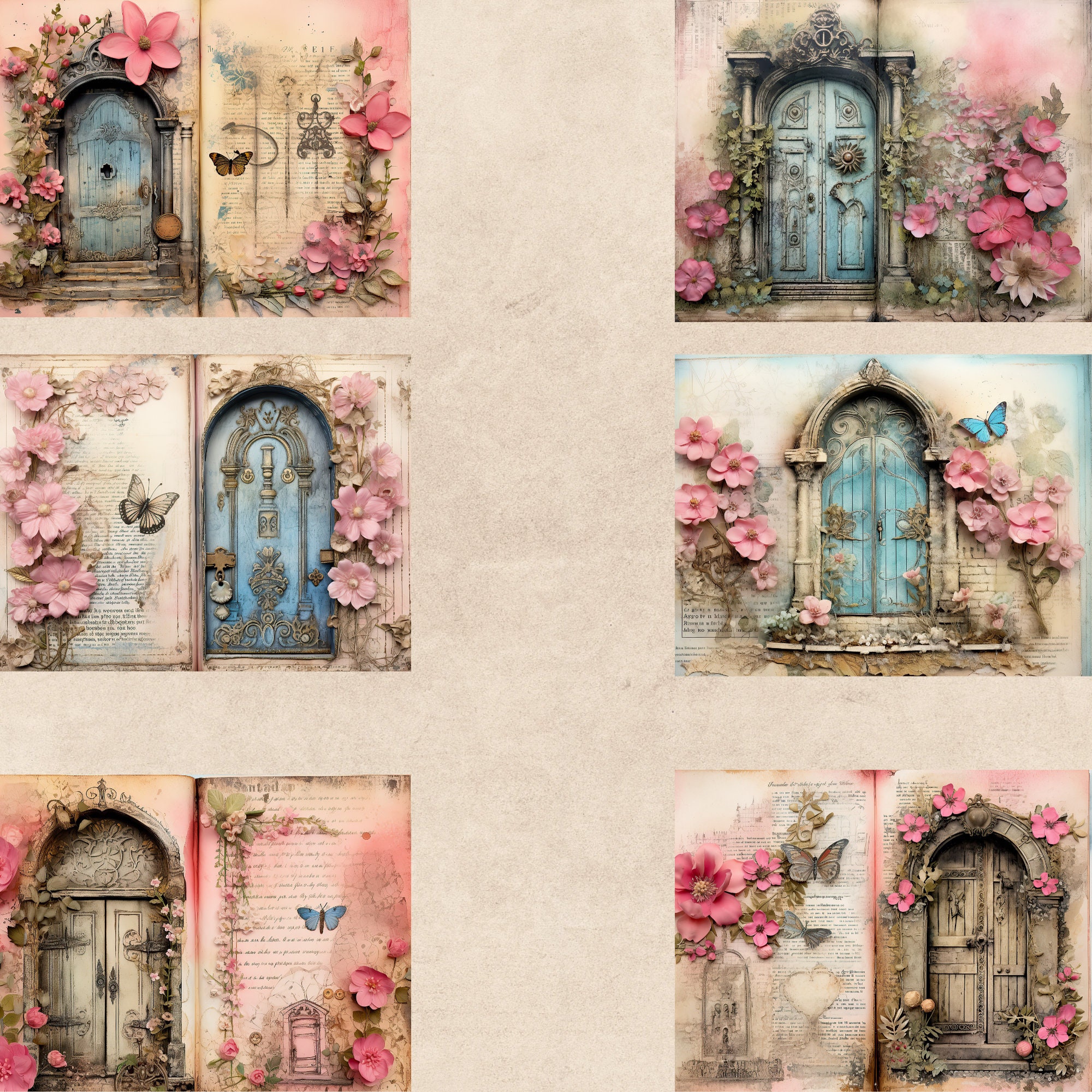 Junk Journal Printable, Wooden Doors, Fairy Doors Journal Pages, Doors ...
