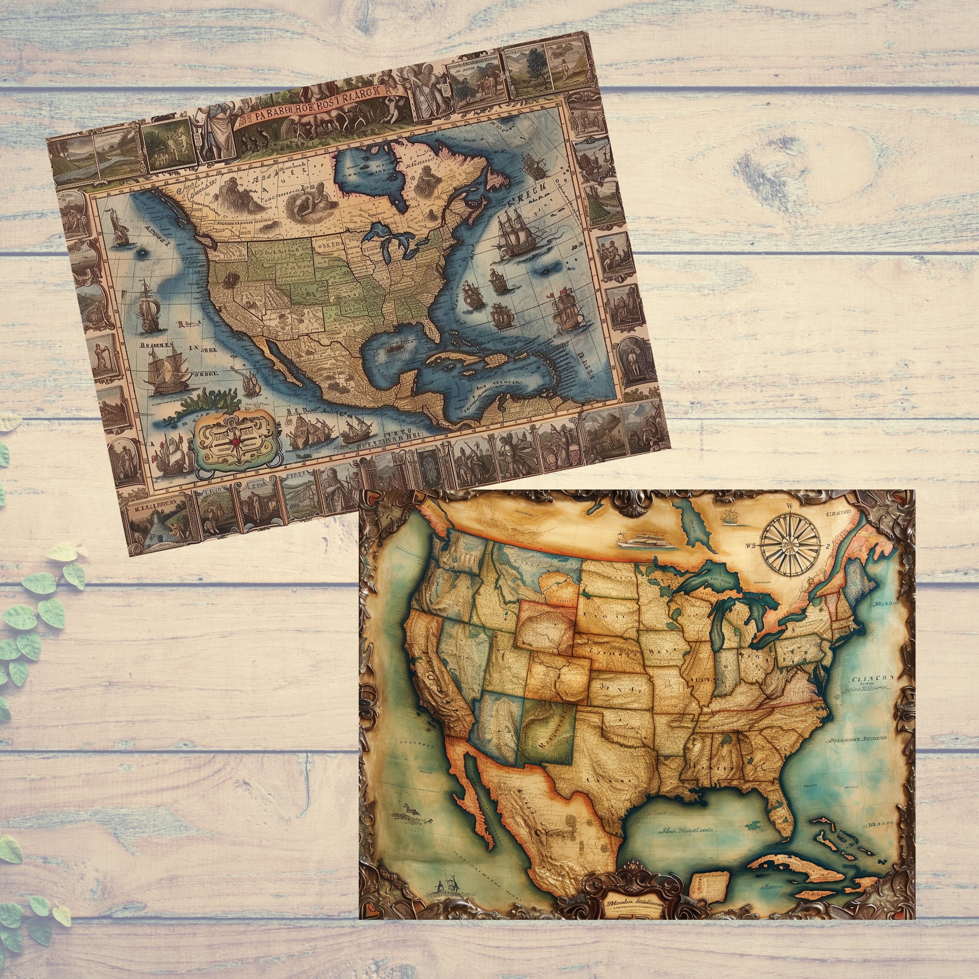 Junk Journal Printable, Vintage Old Maps Vintage Journal Papers, Old ...