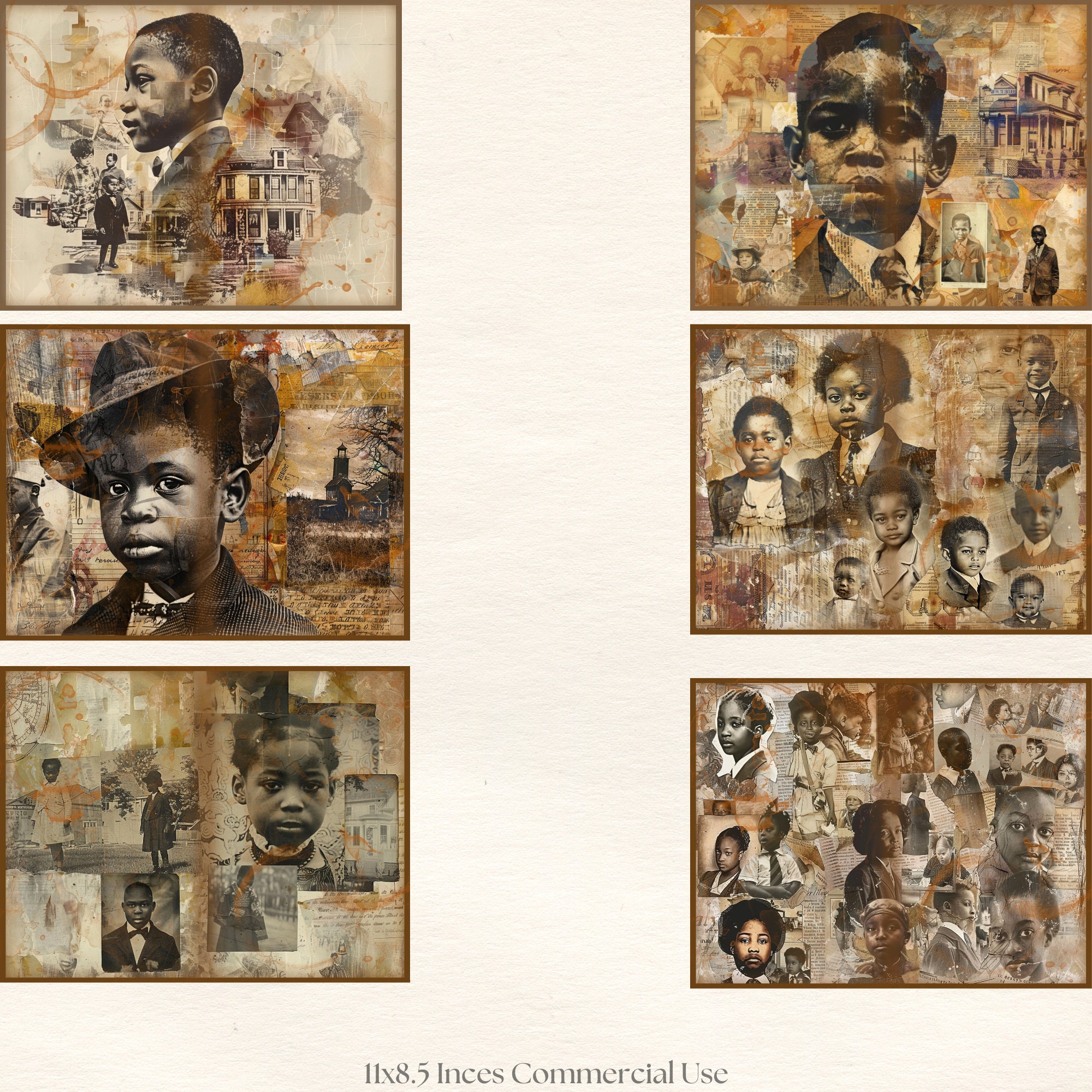 African American Collage Junk Journal Pages, Digital Scrapbook Paper ...