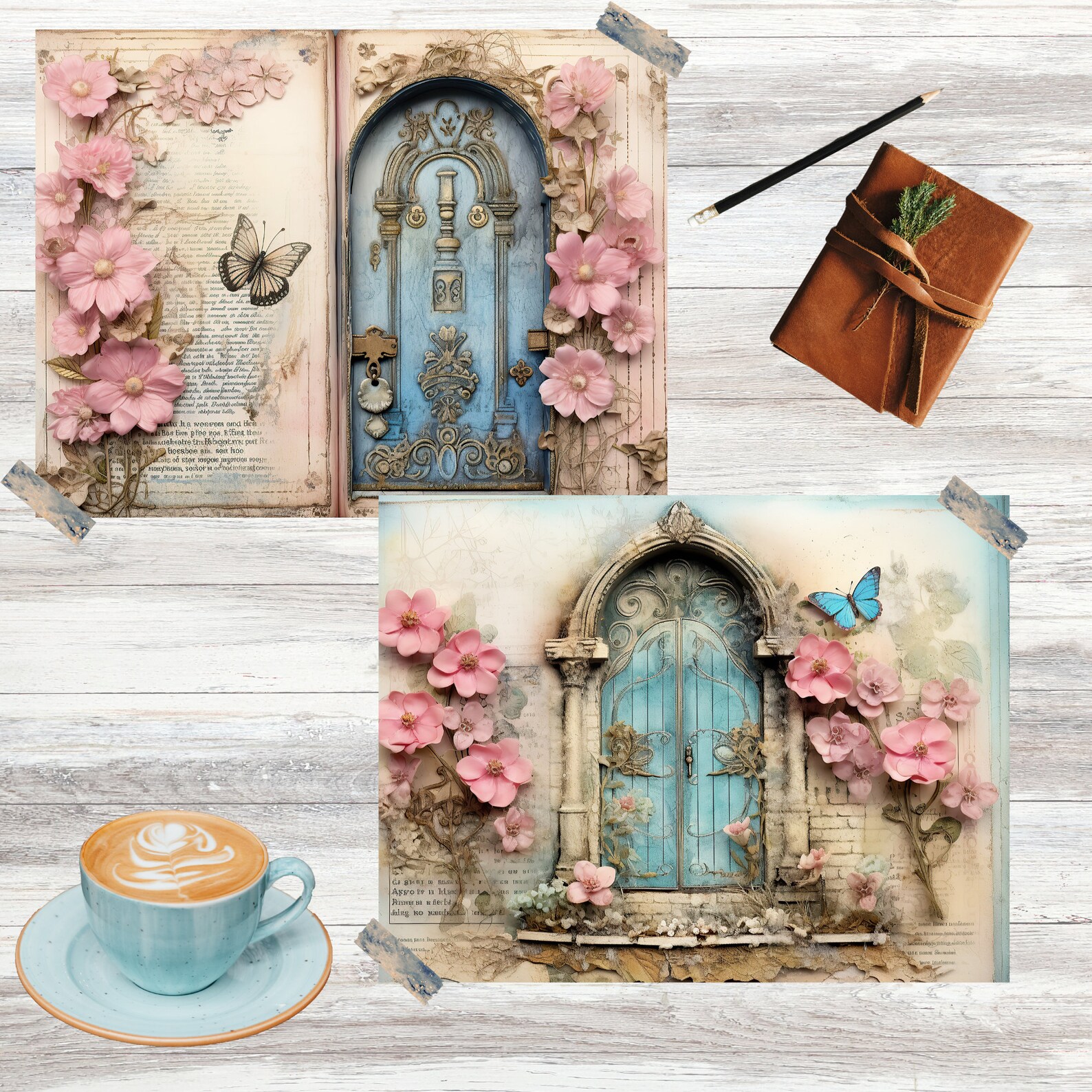 Junk Journal Printable, Wooden Doors, Fairy Doors Journal Pages, Doors ...