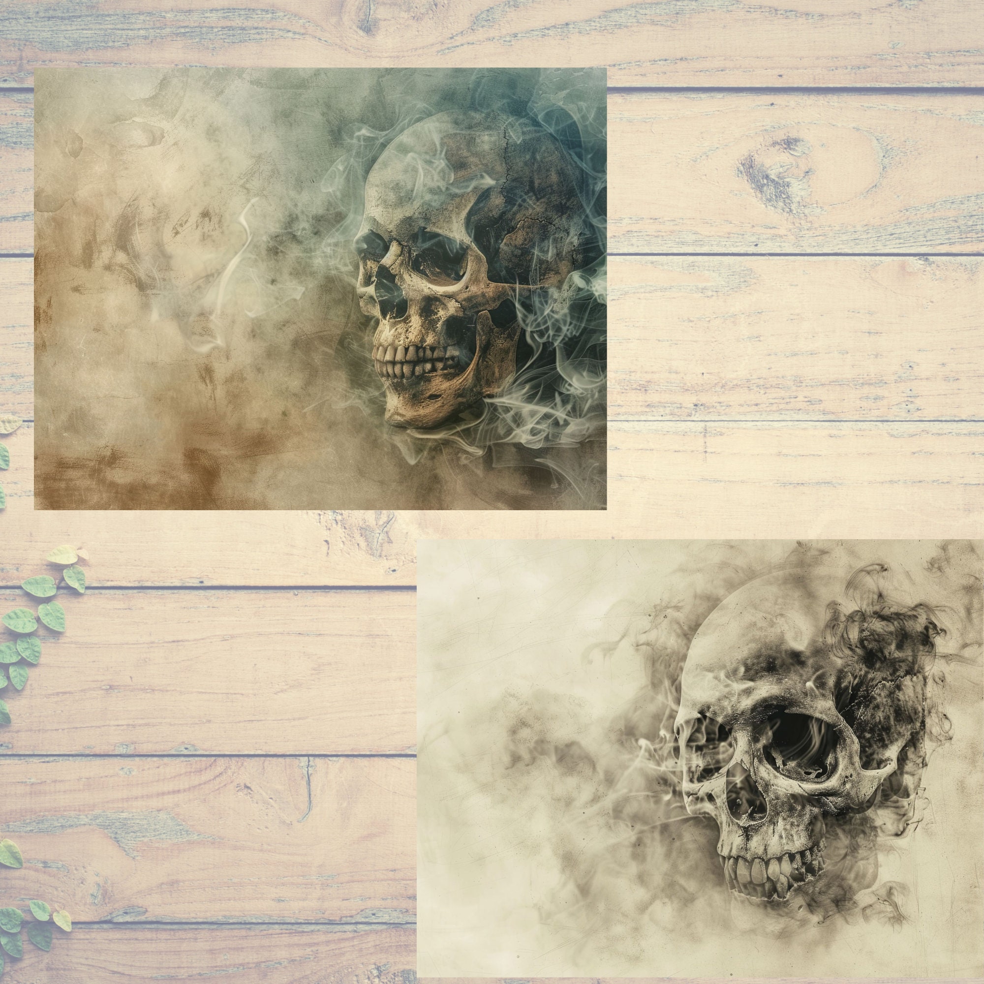 Junk Journal Printable, Gothic Skulls, Vintage Journal Papers, Skull ...