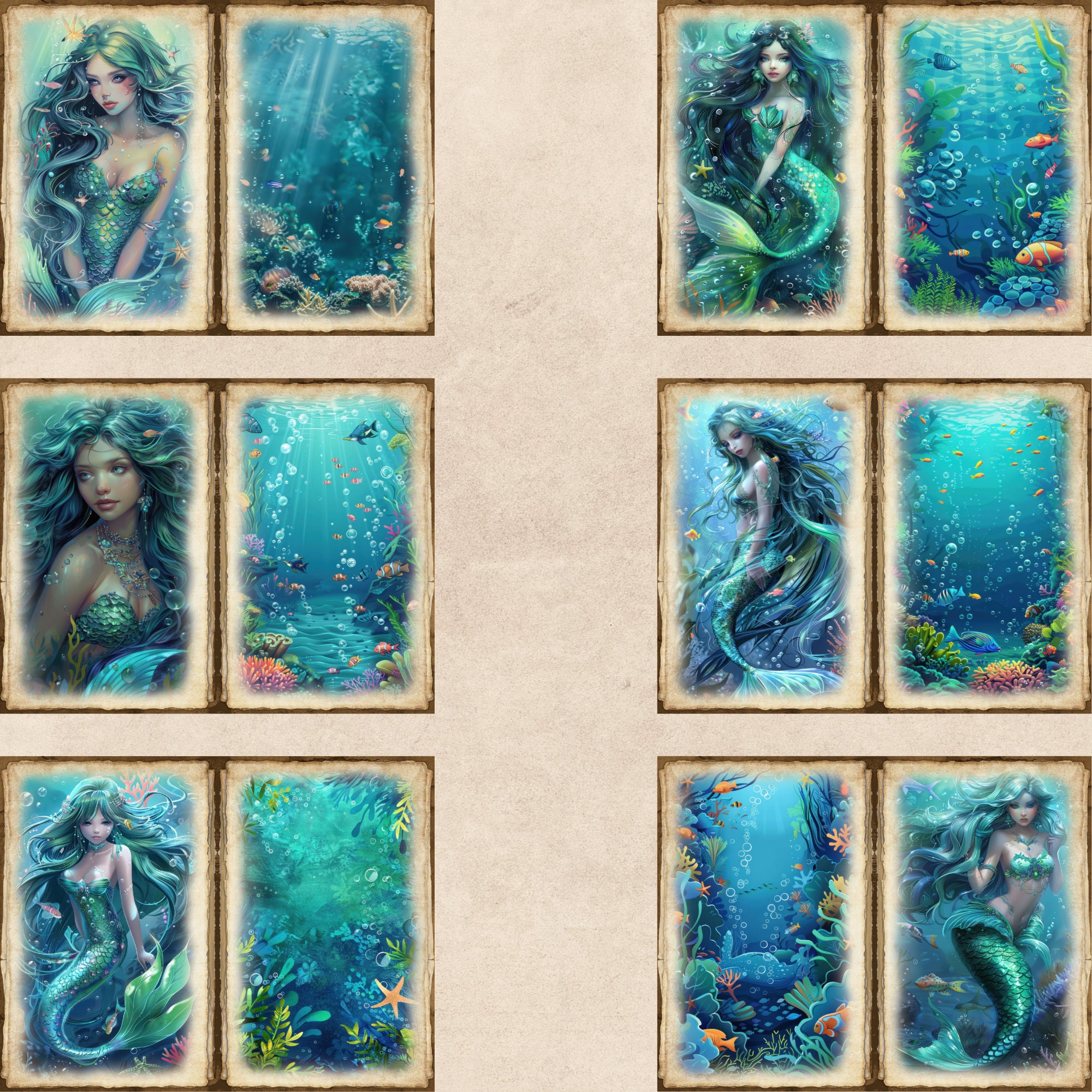 Junk Journal Printable, Mermaid Junk Journal, Fantasy Journal Papers ...