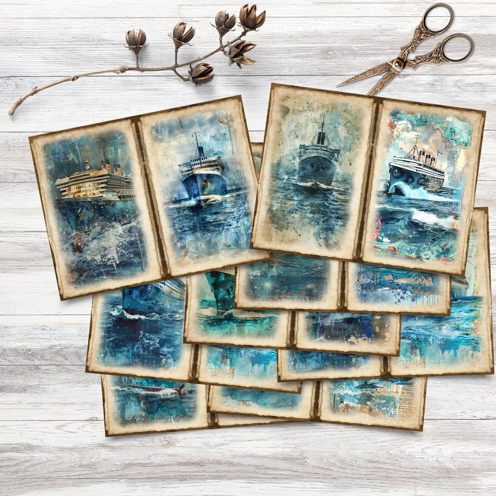Junk Journal Printable, Vintage Cruise Ships Journal, Vintage Cruise ...