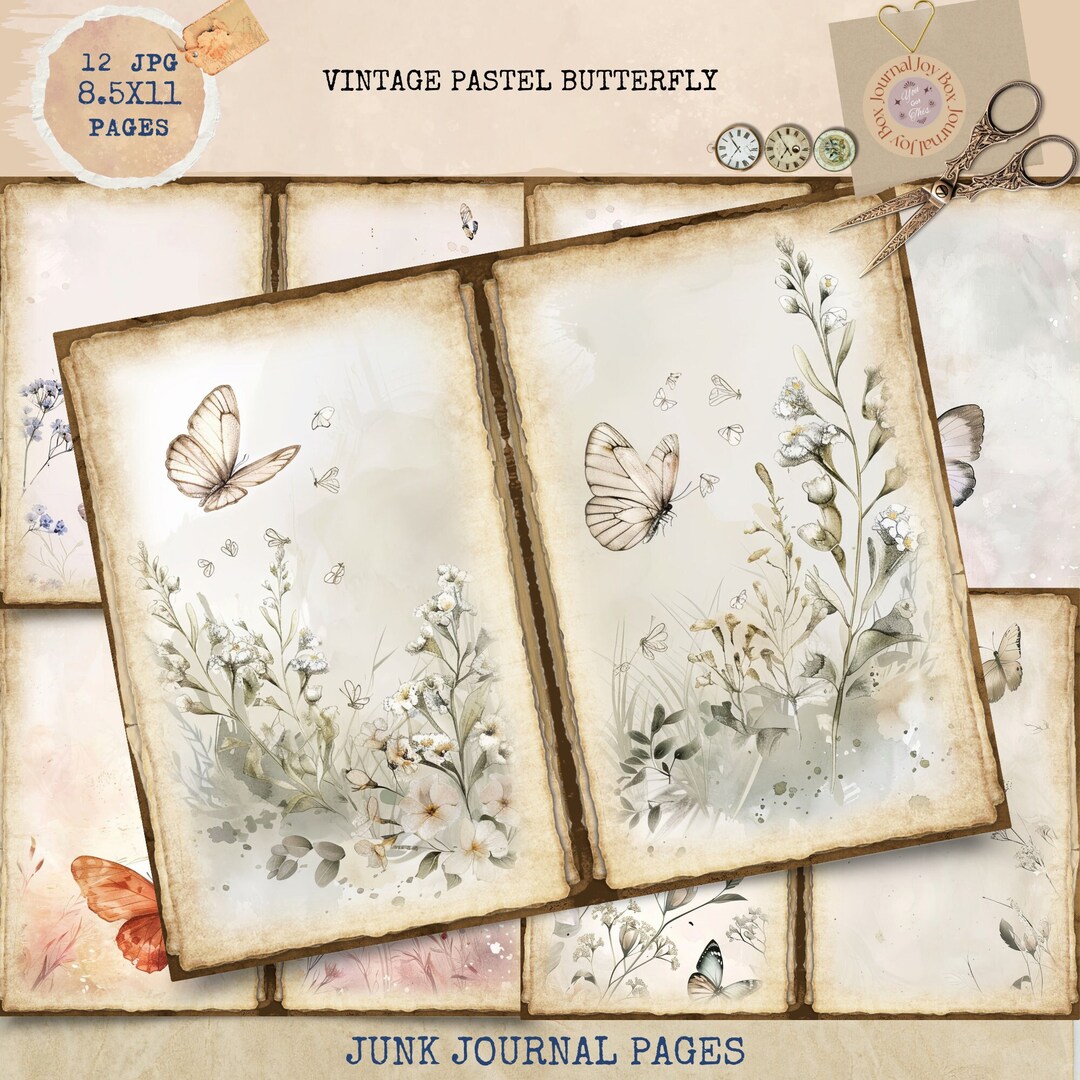 Junk Journal Printable, Butterfly Journal, Pastel Butterfly's Journal ...