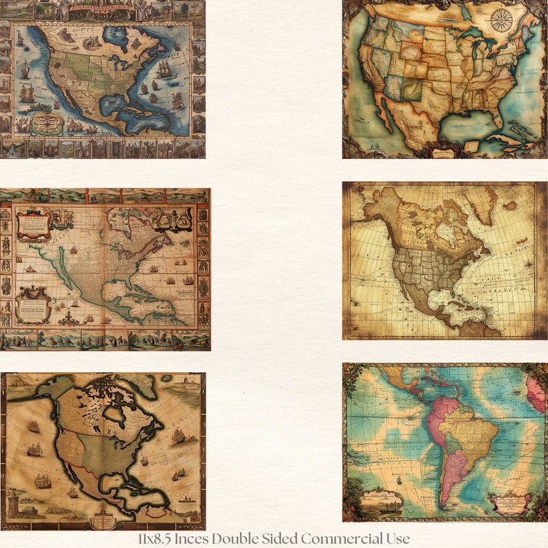 Junk Journal Printable, Vintage Old Maps Vintage Journal Papers, Old ...