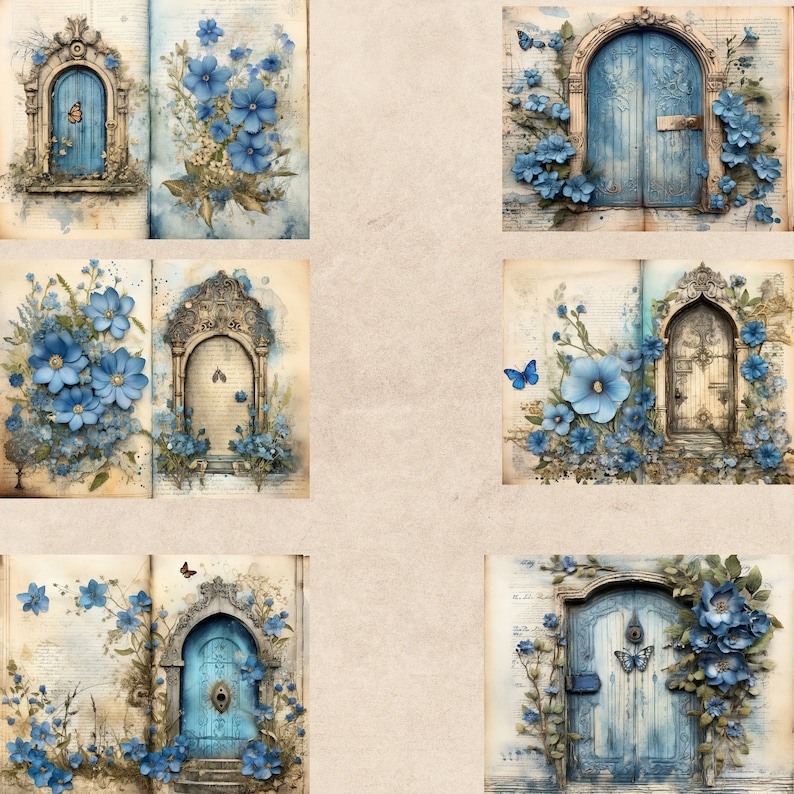 Junk Journal Printable, Wooden Floral Doors, Vintage Journal Pages ...