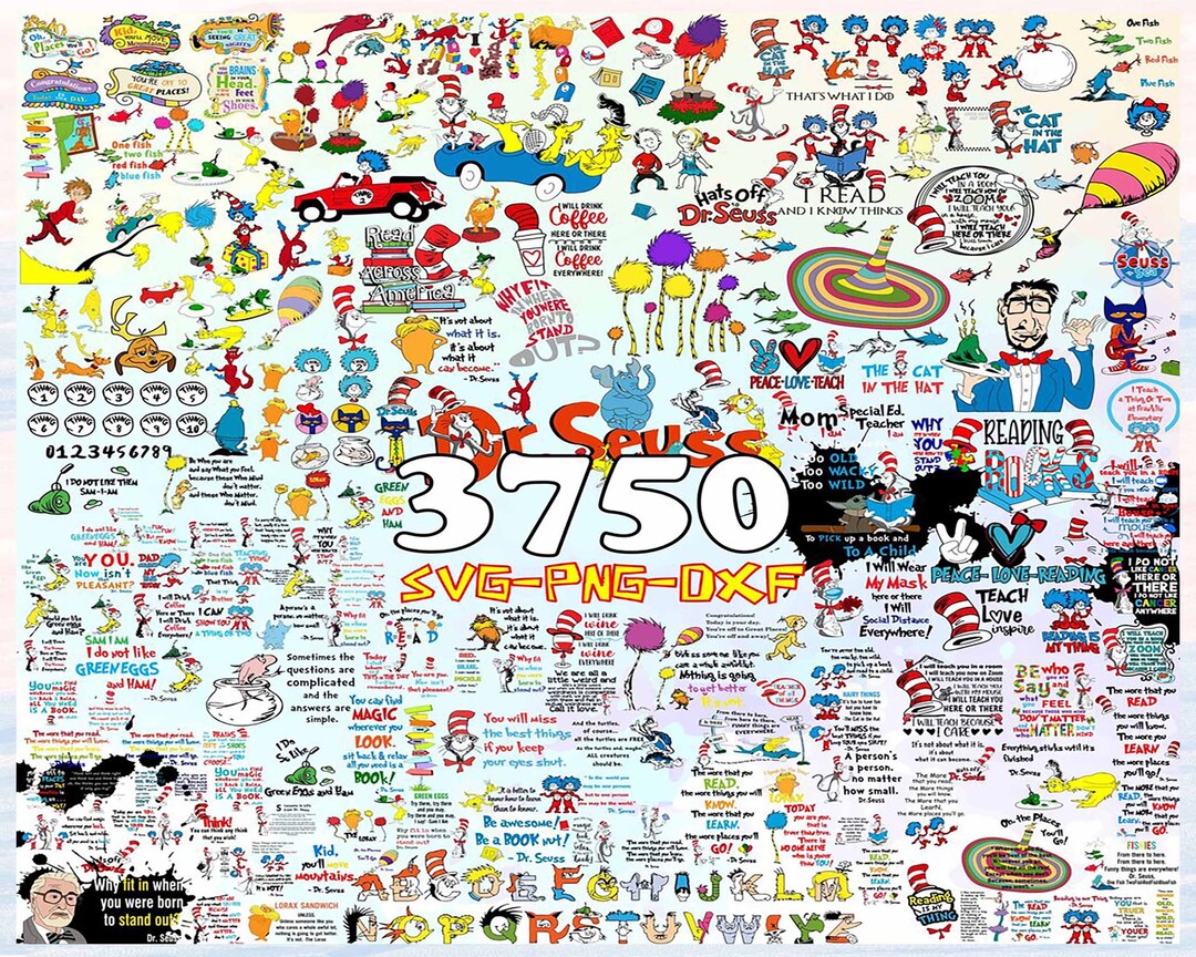 Dr. Seuss Svg Mega Bundle, Cat in the Hat Svg, Green Eggs and Ham Svg ...