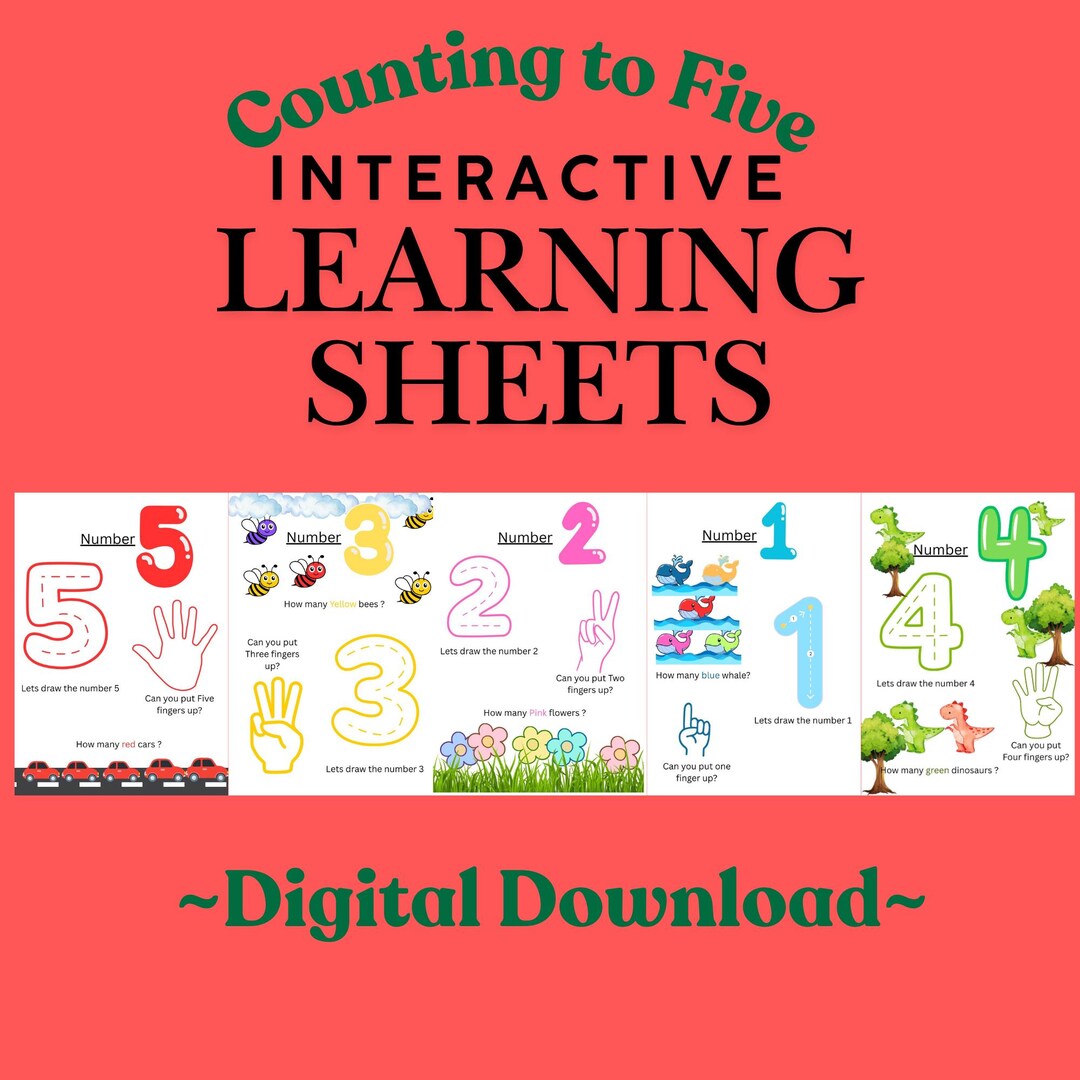 1–5 Number Recognition & Tracing | Toddler Counting Worksheets - Etsy