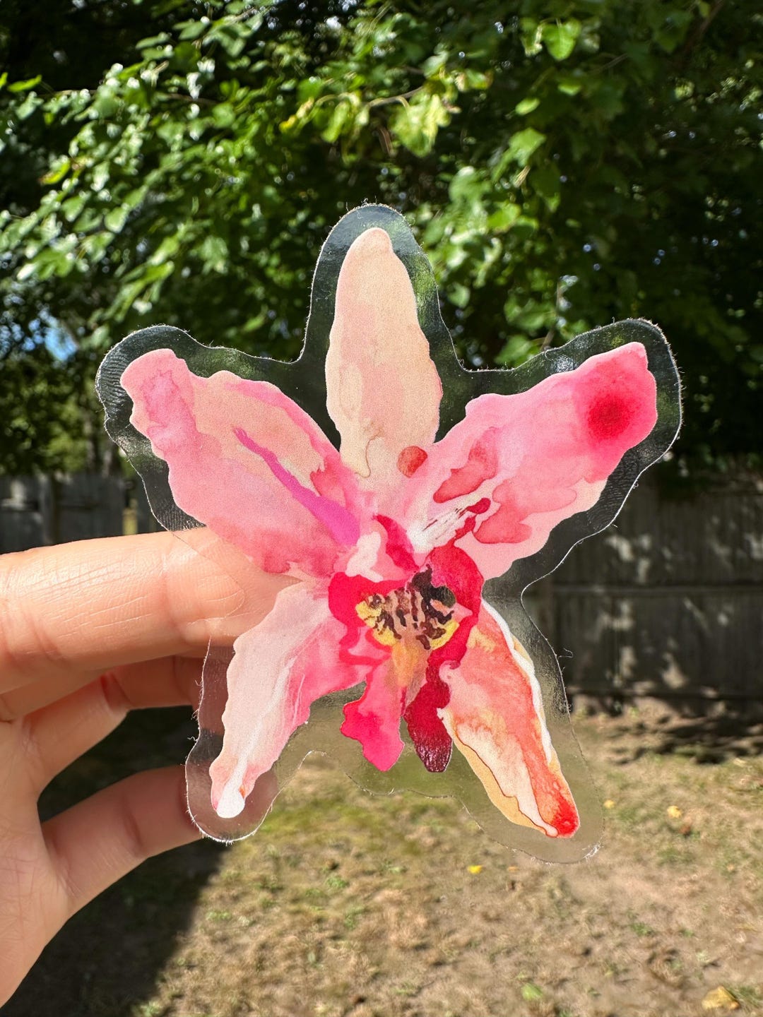Hand Painted Orchid Sticker, Clear Orchid Sticker, Orchid Flower ...