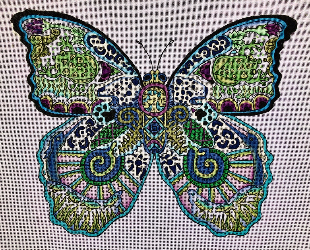 Needlepoint Stitch Guide Forea-16 Blue Morph Butterfly - Etsy