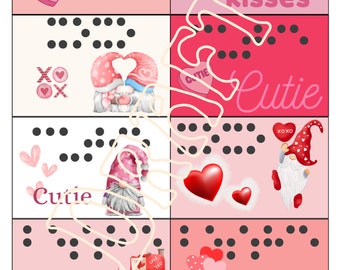 Braille Valentines Day Card Personalized Message 7x5 A7 Scalloped Edge ...