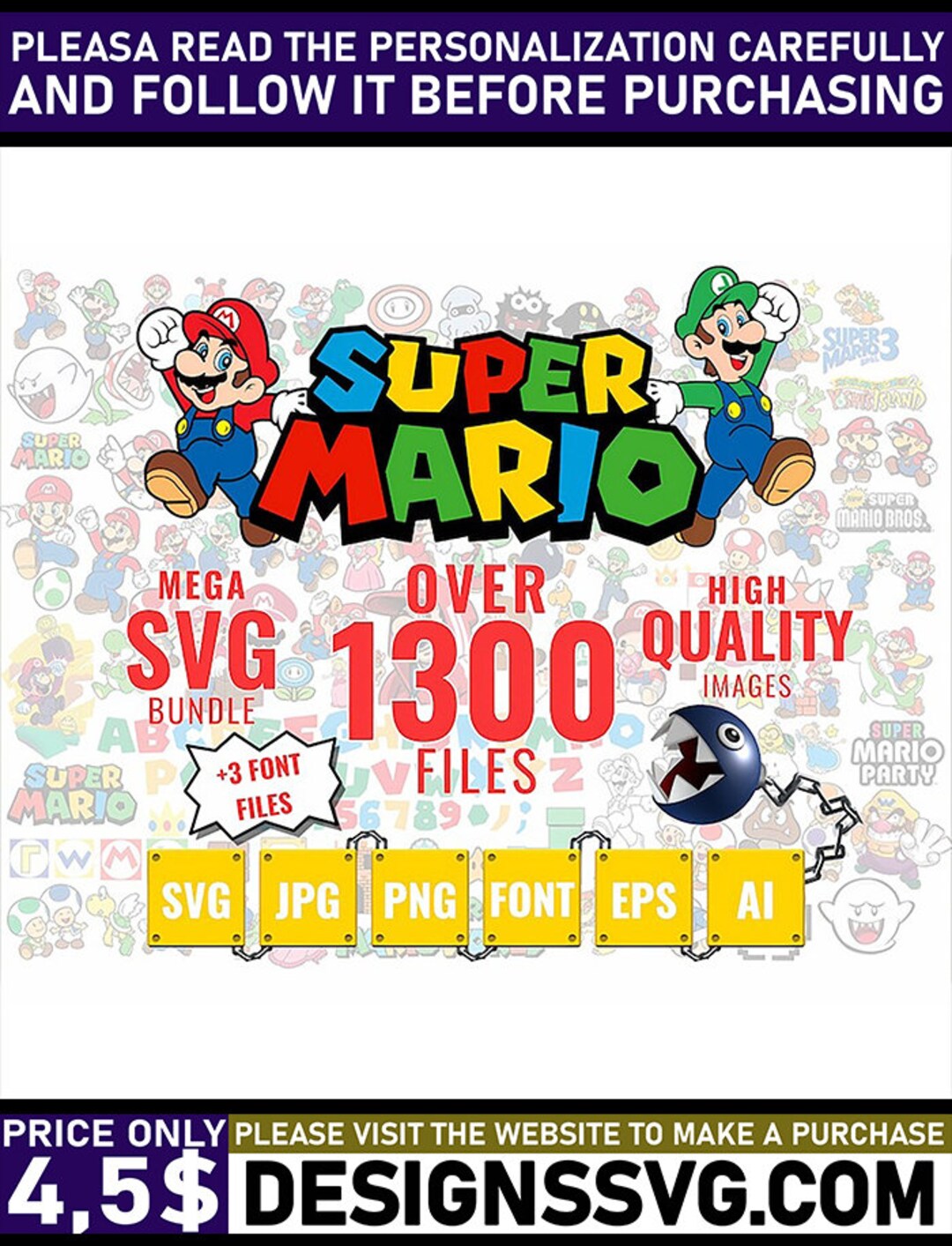 Super Mario SVG Bundle for Cricut and Sublimation, Mario Cut Files ...