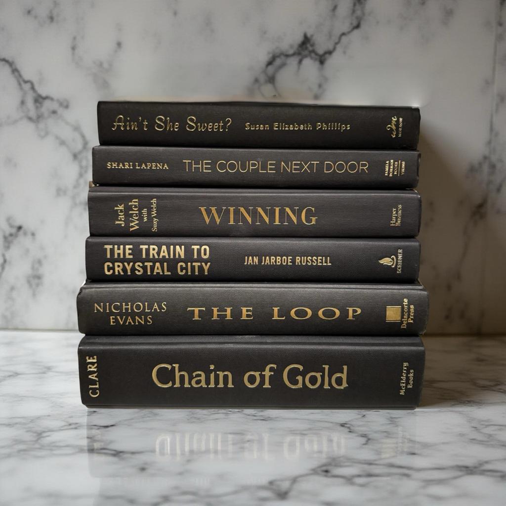 Black Book Stack, Gold Books, Themed Books, Decorative Books, Book Set ...