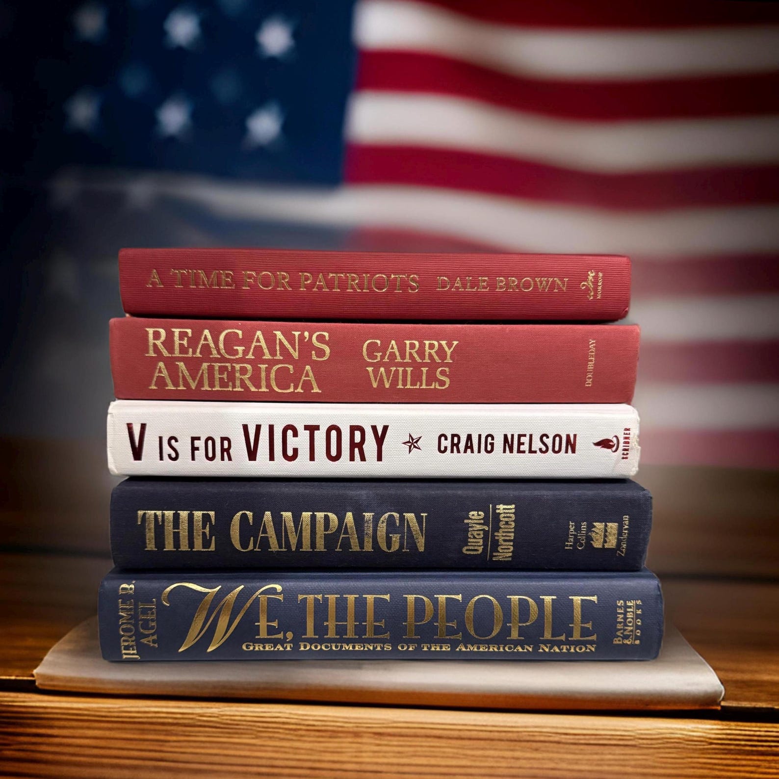Patriotic American Book Stack, 4th of July Books, Decorative Books ...