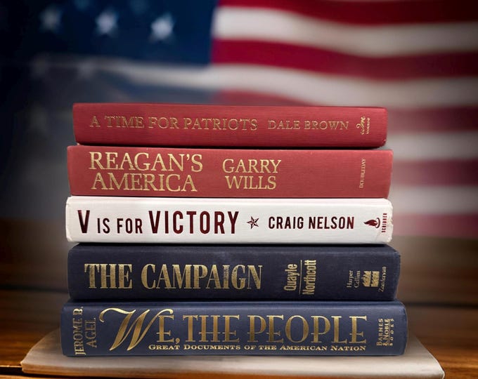Patriotic American Book Stack, 4th of July Books, Decorative Books ...